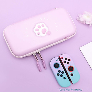 Carrying Case for Nintendo Switch & Switch OLED Portable Travel Bag - Cute Paw Ice Cream Ultra Slim Hard Protective Storage Cover Accessories - with 8 Game Cards Slot & Removable Strap & 4 Thumb Grip
