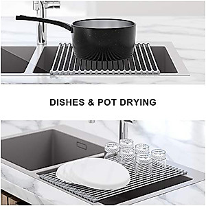 SunCleanse Roll Up Dish Drying Rack,Over The Sink Dish Drying Rack Kitchen Rolling Dish Drainer(17.8"x11.8")