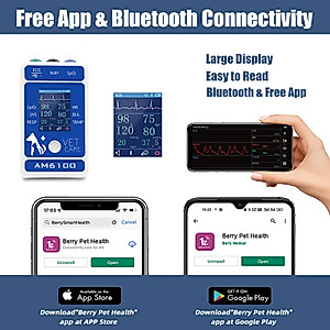 Handheld Veterinary Pulse Oximeter,Rechargeable Dog Blood Pressure Monitor, 6 Parameters Animal Patient Mnitoring Equipment with 2.4" Display and Bluetooth for Family Pets Cat Home Clinic Use