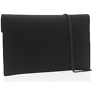 Dexmay Women Envelope Clutch Handbag Medium Saffiano Leather Foldover Clutch Purse Black