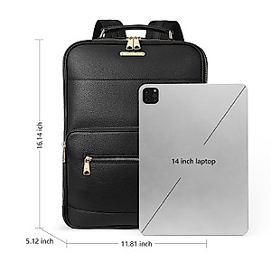 WESTBRONCO Laptop Backpack Fits 14" Computer Backpack for Women & Men Travel School College Work Professional Notebook Bags Stylish Bookpack Black