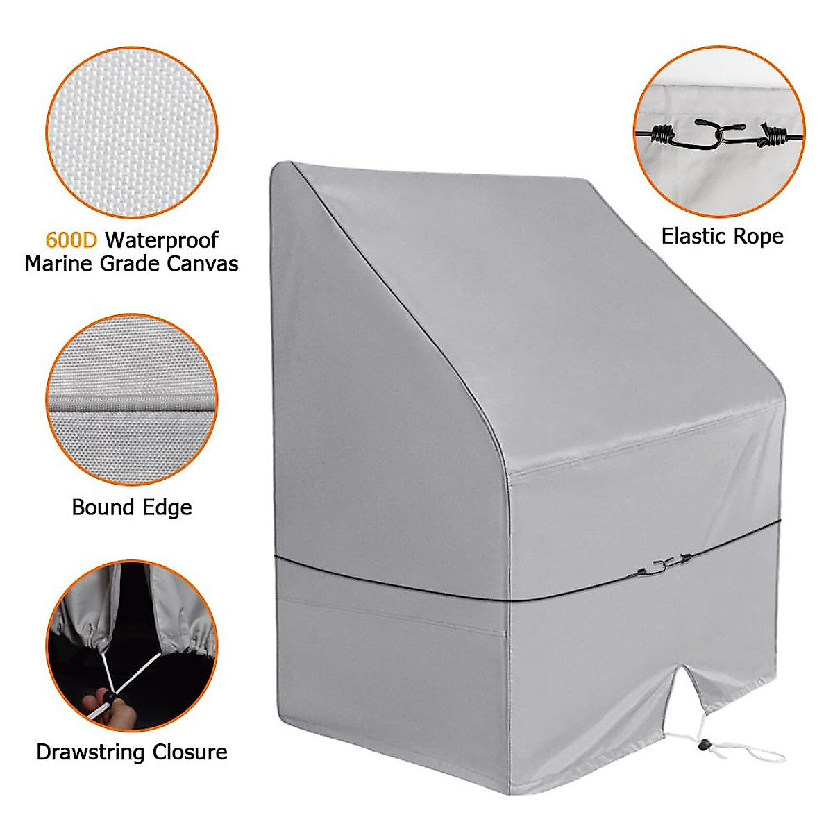 iCOVER Boat Center Console Cover Heavy Duty 600D Waterproof for Carolina Skiff, Boston Whaler, Mako, Excel Bay Pro,Wellcraft and Other Brands with Center Console up to 60"(H) X 44"(L) X 34"(W)