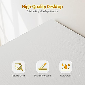 CubiCubi Computer Desk 40" Study Writing Table for Home Office, Modern Simple Style PC Desk, White Metal Frame, White