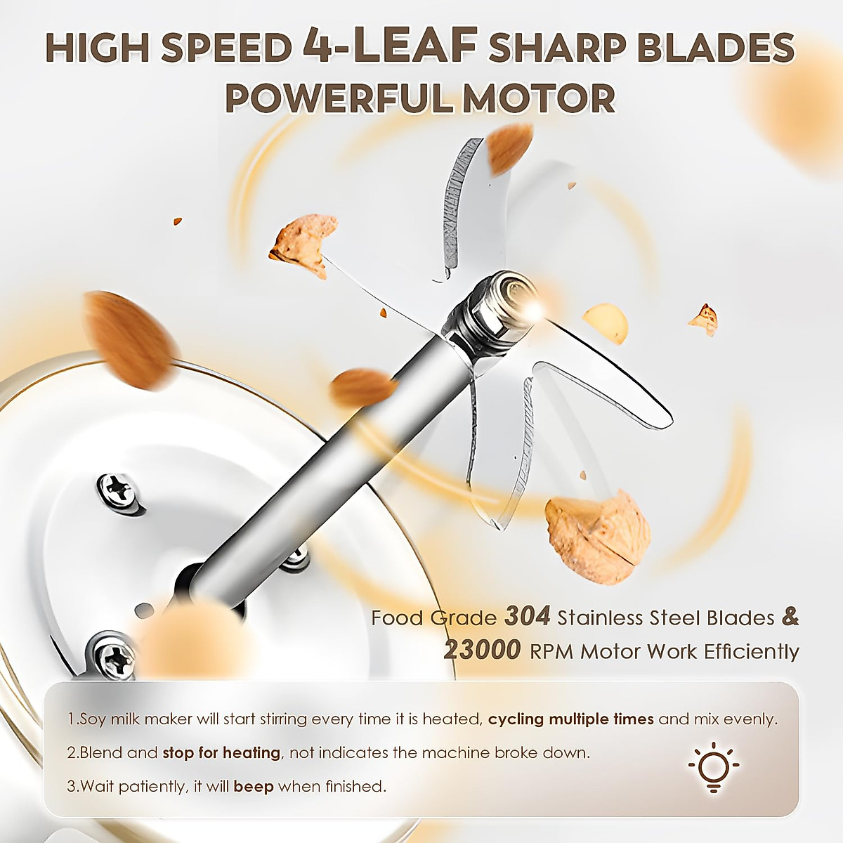 Moongiantgo Automatic Soy Milk Maker 37.2oz 1100ml, 8 in 1 Nut Milk Maker with Self-Cleaning/Boil Water/Recipe, Homemade Almond Milk Machine, Oat Milk, Plant Based Milk, Juice Beverages Maker, 110V