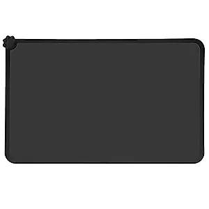 Lessmon Dog Cat Feeding Mat, Silicone Waterproof Pet Food Mat, Black