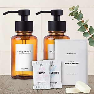 MAISONOVO Foaming Soap Dispenser - Hand Soap Refills for Foaming Dispenser - Amber Bottle 14 oz - 12 Mix Tablets