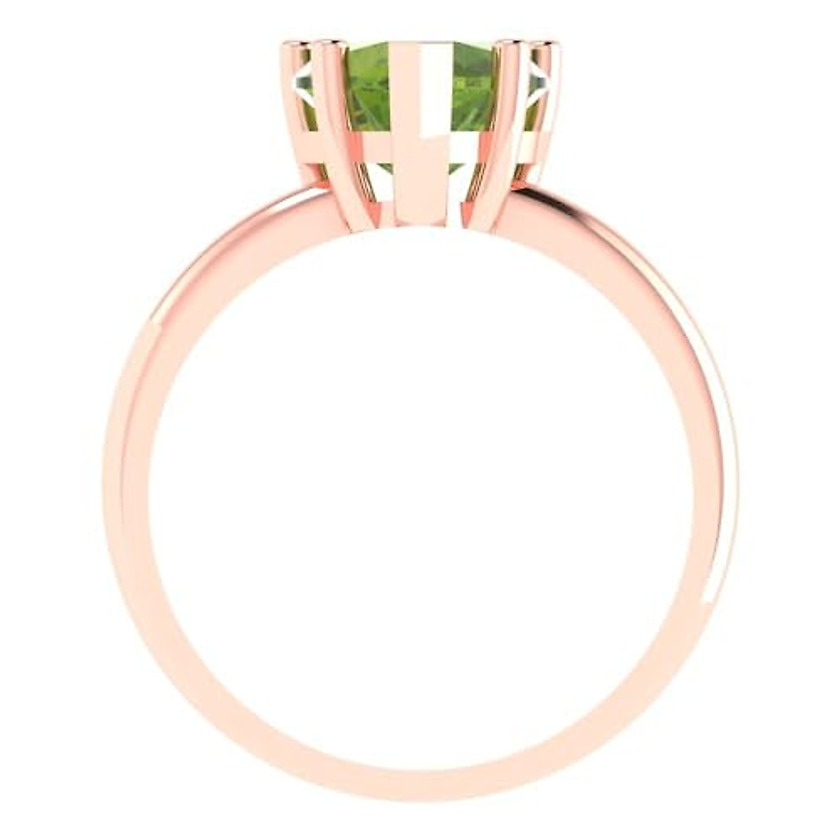 Clara Pucci 2.0 ct Heart Cut Solitaire Natural Peridot 5-Prong Engagement Bridal Promise Anniversary Ring 18K Rose Gold Size 8.75