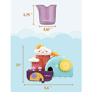 TI-TOO Baby Bath Toys, Fun Simple Physics Educational Bathtub Water Toy for Toddlers 1 2 3 + Year Old, Splash Infant Toys for Boy Girl Bath Time, Safe Colorful Skin Friendly Waterwheel Bathing Toy