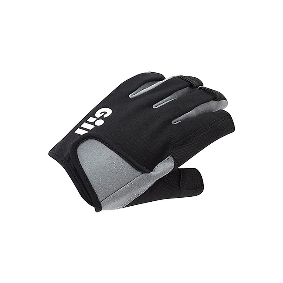 Gill Deckhand Sailing Gloves Short Finger with 3/4 Length Fingers - 50+ UV Sun Protection & Water Repellent - Black M