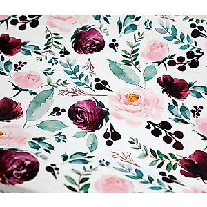 Sahaler Floral Crib Sheet for Girl Boy Baby Fitted Crib Sheets for Standard Crib and Toddle Mattresses-Pink Wine Floral