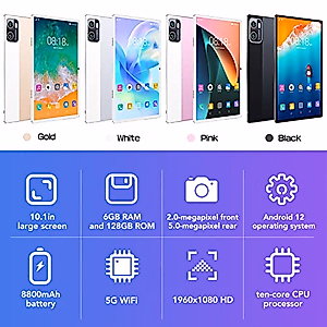 10.1in Tablet, 5G Tablet 100240V Silver 6GB 128GB for Play US Plug