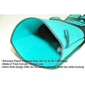 G & F 1685 1 Piece Heat Resistant BBQ Grilling Cooking Glove Mitt with Easy Slip on and off cuff, extra long and wide