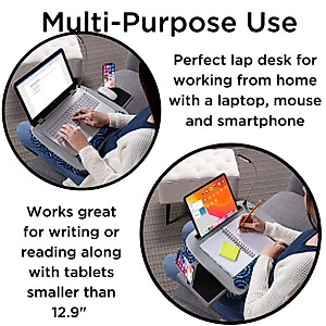 BIRDROCK HOME Deluxe Lap Desk with Pillow Cushion and Wrist Rest | USB Light and Mouse Pad | Fits Laptops Up to 15" | Tablets Up to 9.6" | Blue Tiedye Sunburst Pattern | Laptop Stand Accessories