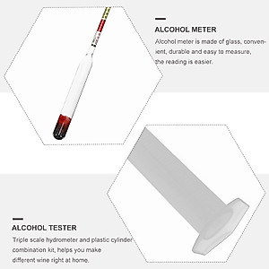 POPETPOP 1 Set Alcohol Meter Brewing Supplies Lab Hydrometer Graduated Cylinder Stills for Distilling Moonshine Brewer Elite Hydrometer Kit Beer Alcohol Hydrometer Sugar Meter Plastic Wine