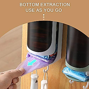 Nail-Free Wall Mount Plastic Bag Holder, 2 Opening Grocery and Shopping Bag Dispenser Hooks, Garbage Bag Organizer With Lid, Office Supplies Home Kitchen Bag Saver for Grocery Bags (Green)