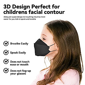 Keangs Kids Face Masks 50 Count (For Kids), Breathable Protective Disposable Mask Small Size for Kids, Black