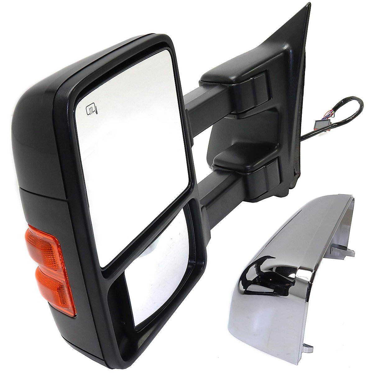 Kool Vue Driver Side Power Heated Towing Mirror for Ford F-250 F-350 Super Duty 2010-2016 Power Fold With Signal Light & Memory; Without Blind Spot Monitor Auto Extend with 2 Caps