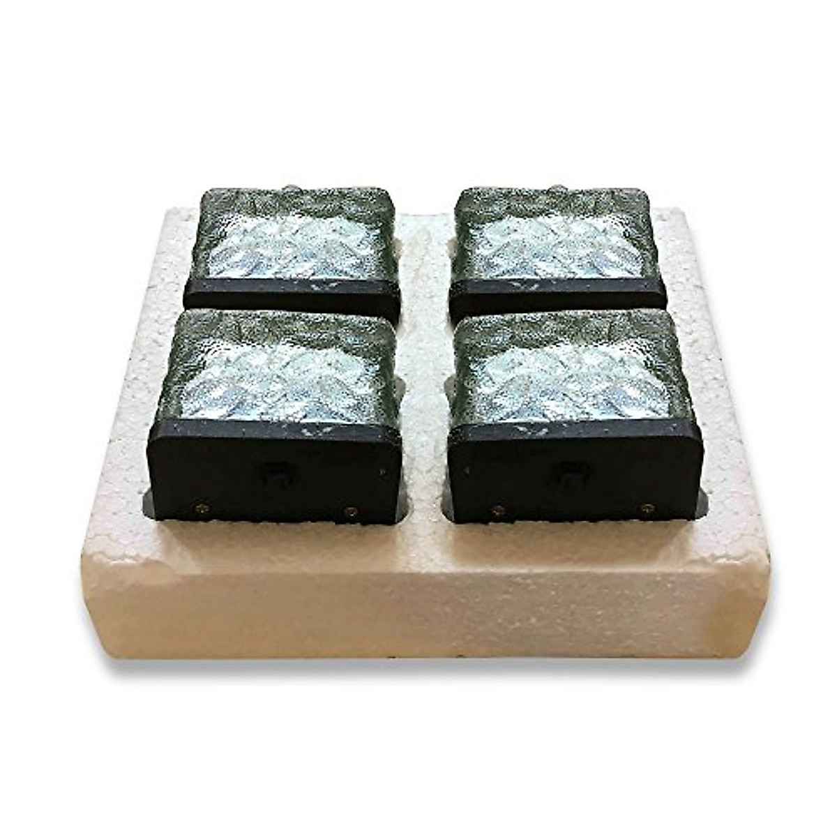 ASTRAEUS Solar Brick Light Solar Ice Light Ice Cube Lights Buried Light Paver for Garden Courtyard Pathway Patio Outdoor Decoration 4 Pack White （Upgraded Package）