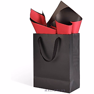 MALICPLUS 12 Large Gift Bags 10x5x13 Inches, Premium Matte Black Large Gift Bags with Handles for All Occasions Grain Textured Finish
