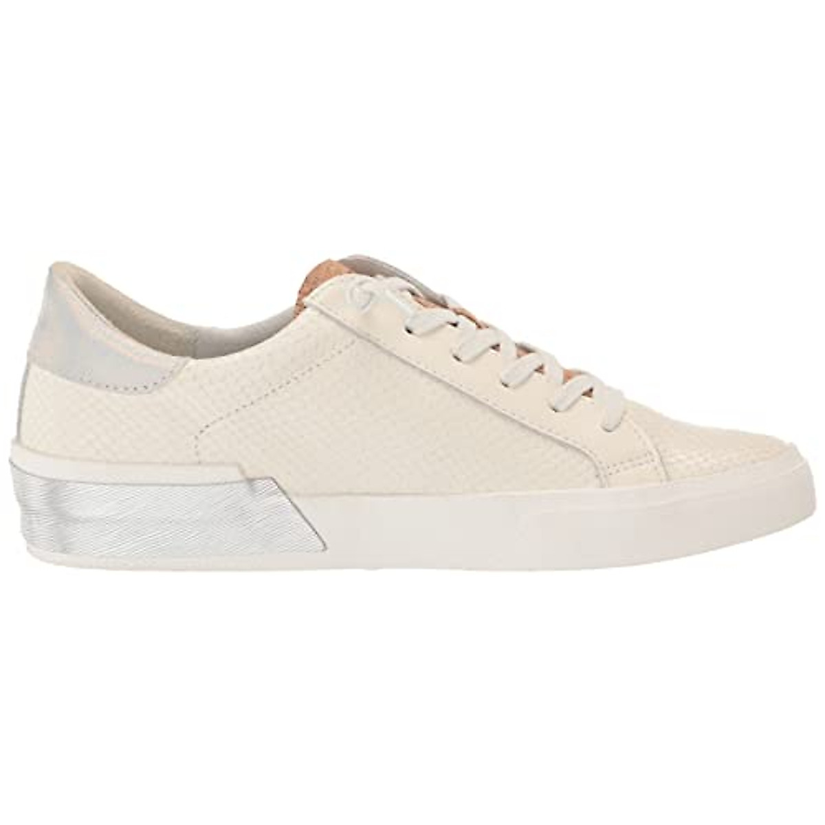 Dolce Vita Women's Zina Sneaker, White/Natural Embossed Leather, 7.5