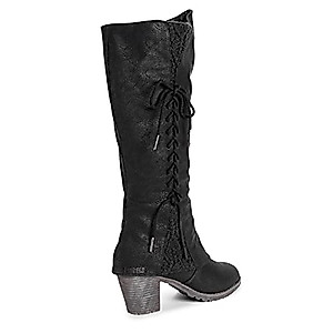 MUK LUKS Women's Lacy Leo Fashion Boots, Black, 7