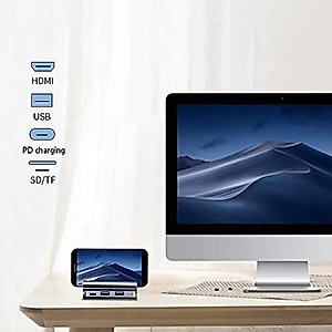 WJCCY Type C HUB Docking Station USB-C to HDMI Dock Power Adapter Vertical Base with Bracket