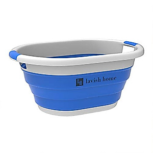 Collapsible Laundry Basket- Space Saving Pop Up Clothes, Multiuse Organizer/Storage Container with Comfort Grip Handles by Lavish Home (Blue)
