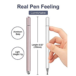 Stylus Pen for iPad 2 Pack, LIBERRWAY 2 in 1 Disc Stylus Pens for Touch Screens, Capacitive Stylus with Magnetic Cap, Compatible with iPad iPhone Pro Android Chromebook (White & Rosegold)