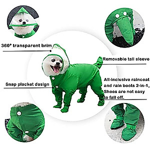 HongGun Dog Raincoat, Waterproof Puppy Raincoats with Hood Dog Onesie Rain Jacket & Rain Boots Jumpsuit Dog Rain Poncho for Small Dogs (M-Red)