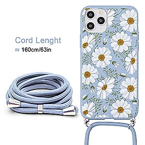Pnakqil Compatible with Apple iPhone X/XS Case 5.8 inch, Crossbody Adjustable Necklace Lanyard with Fashion Pattern Design Soft Purple TPU Shockproof Protective Case for iPhone Xs, Flower 2