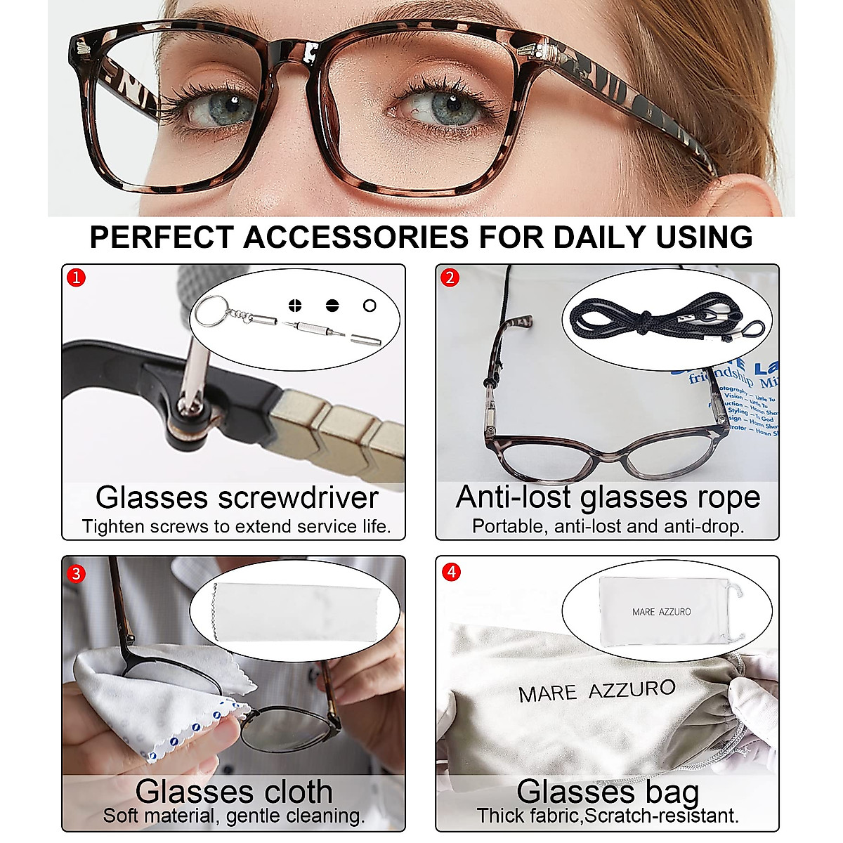 MARE AZZURO Blue Light Blocking Reading Glasses Women Computer Readers 0 1.00 1.25 1.50 1.75 2.00 2.25 2.50 2.75 3.00 3.50 4.00 5.00 6.00 (Leopard, 2.0)