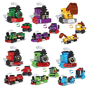 JOYIN Building Blocks Prefilled Hearts with Valentine Day Cards,Valentine Train Toys for Kids Party Favor, Classroom Exchange Prize Supplies, Valentine’s Gifts