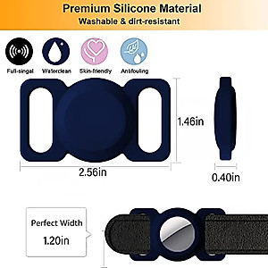 2-Pack Air Tag Dog Collar Holder, 2Pcs Protective Film Soft Silicone Cat Pet Collar Loop Holder Case Compatible with Apple Air Tag Tracker