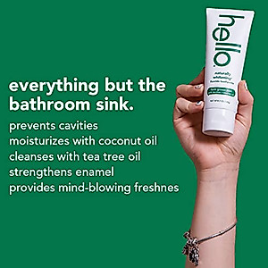 Hello Naturally Whitening Fluoride Toothpaste, Natural Peppermint Flavor and Tea Tree Oil, Peroxide Free, Gluten Free, SLS Free, 3 Pack, 4.7 OZ Tubes
