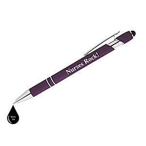 "Nurses Rock!" Pens Gift Set - 2 Pack of Metal Soft-Touch Pens w/gift box - 2 in 1 Combo Pen for Your Favorite Nurse (Purple - Purple)