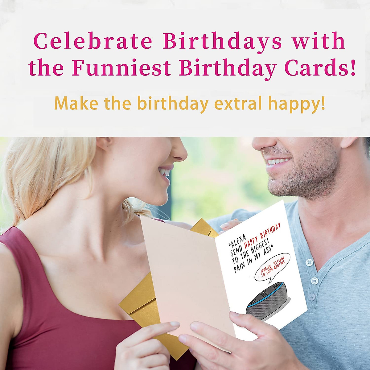 DASLET Funny Birthday Card for Brother, Joke Happy Birthday Greetings Cards for Brother, You Are The Best Brother (Alexa)
