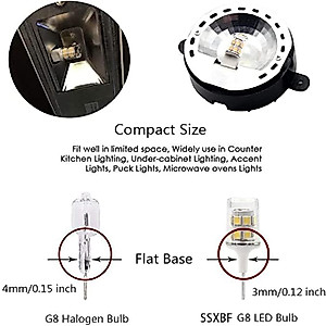 SSXBF G8 Led Bulb, 20-25W Halogen Equivalent 3W T4 Bulb, Daylight White 6000K, 120V Puck Light Bulbs for Under Cabinet Light, Under Counter Kitchen Lighting,5-Pack…