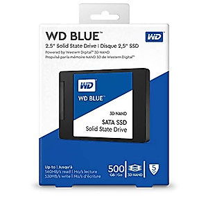 Western Digital 500GB WD Blue 3D NAND Internal PC SSD - SATA III 6 Gb/s, 2.5"/7mm, Up to 560 MB/s - WDS500G2B0A, Solid State Drive