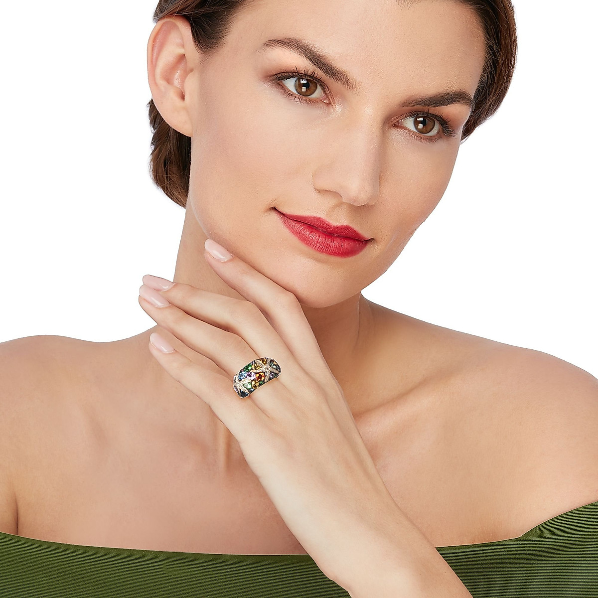 Ross-Simons 2.80 ct. t.w. Multicolored Sapphire and .25 ct. t.w. Diamond Starfish Ring With .40 ct. t.w. Tsavorites in 14kt Yellow Gold. Size 6