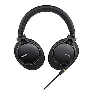 Sony MDR1AM2/B Premium Hi-Res Stereo Headphones with Heavy Bass Beat (Black) with Hardshell Protective Headphone Case and Brushed Aluminum Headphone Stand Bundle (3 Items)