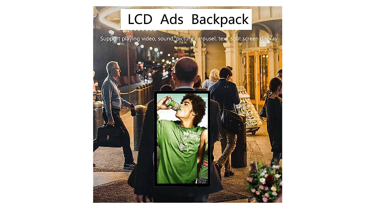 Portable 21.5-inch LCD Backpack for Mobile Video Advertising
