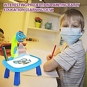 Ochine Kids Projector Painting Drawing Board Desk Child Learning Table Set Smart Projector Drawing Desk Projection Drawing Board Painting Table Playset for Kids Boys Girls(Ship from USA)