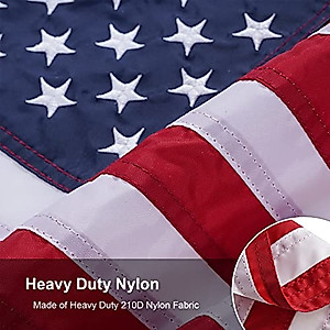 SYII American US Boat Flag 16x24 Inch Made in USA, Embroidery 50 Stars Ensign Nautical U.S.A Flags with 2 Brass Grommets, Heavy Duty Nylon Outdoor Banner for Yacht