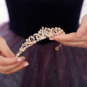 JWICOS Silver Wedding Tiara for Women and Girls, Princess Crowns and Tiaras for Bride Rhinestone Birthday Crown Headband Crystal Costume Party Prom Hair Accessories (Gold)