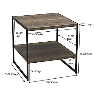 Household Essentials Square Wooden Side Table/End Table With Storage Shelf, Ashwood
