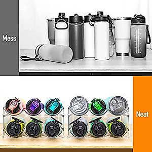 Water Bottle Organizer for Cabinet, 4 Packs Stackable Plastic Water Bottle Holder, Wine Racks for Kitchen Fridge Pantry Organization and Storage,Tumbler Travel Cup Holder and Organizer