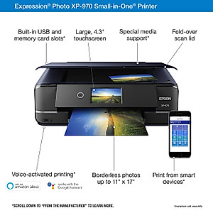 Epson Expression Photo XP-970 Wireless Color Photo Printer with Scanner and Copier (Renewed)