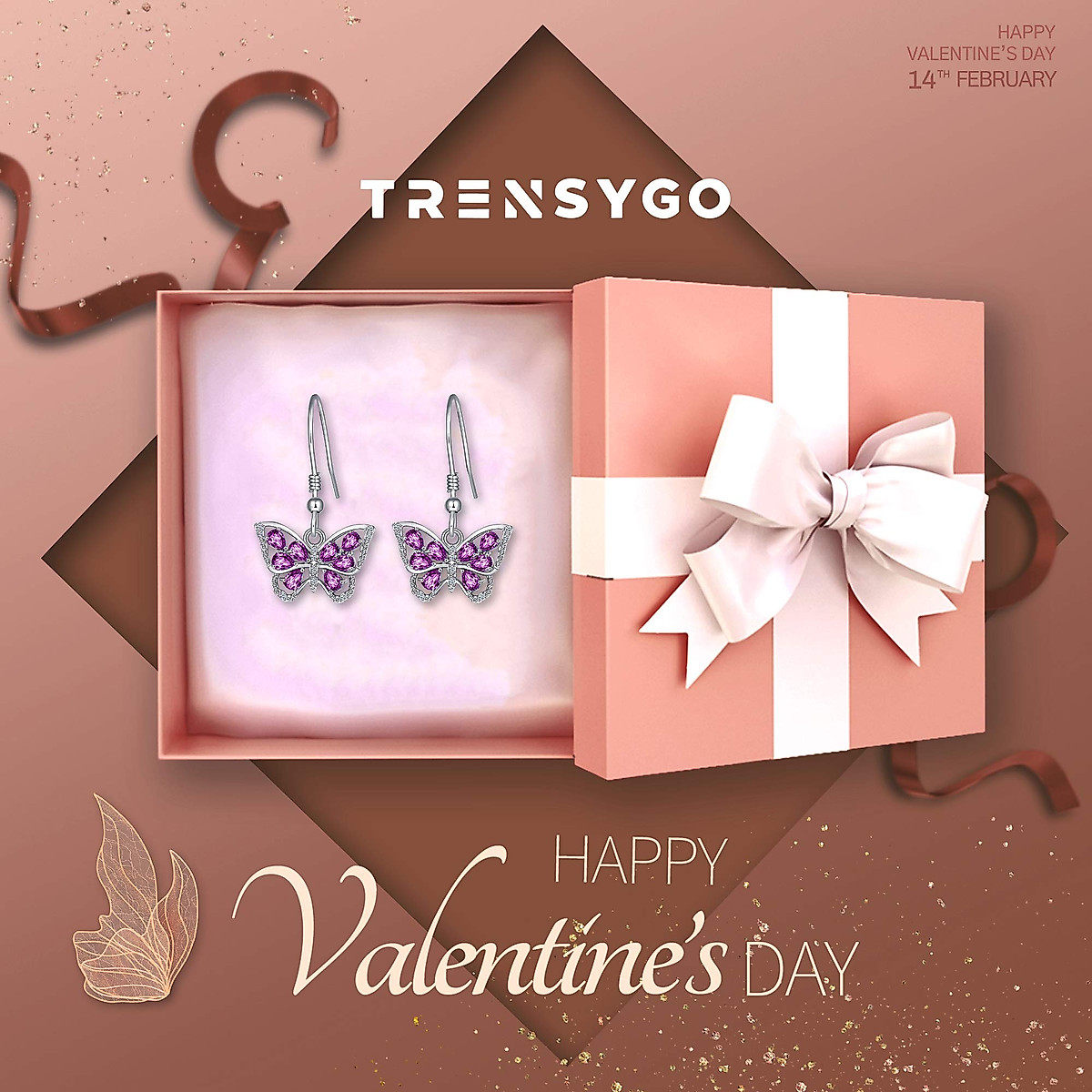 925 Sterling Silver Pretty Sparkly Cz Crystal Monarch Morpho Light Dark Purple Butterfly Wing Dangle Earrings for Women Amethyst February Birthstone Jewelry Mothers Day Graduation Birthday Christmas Gifts