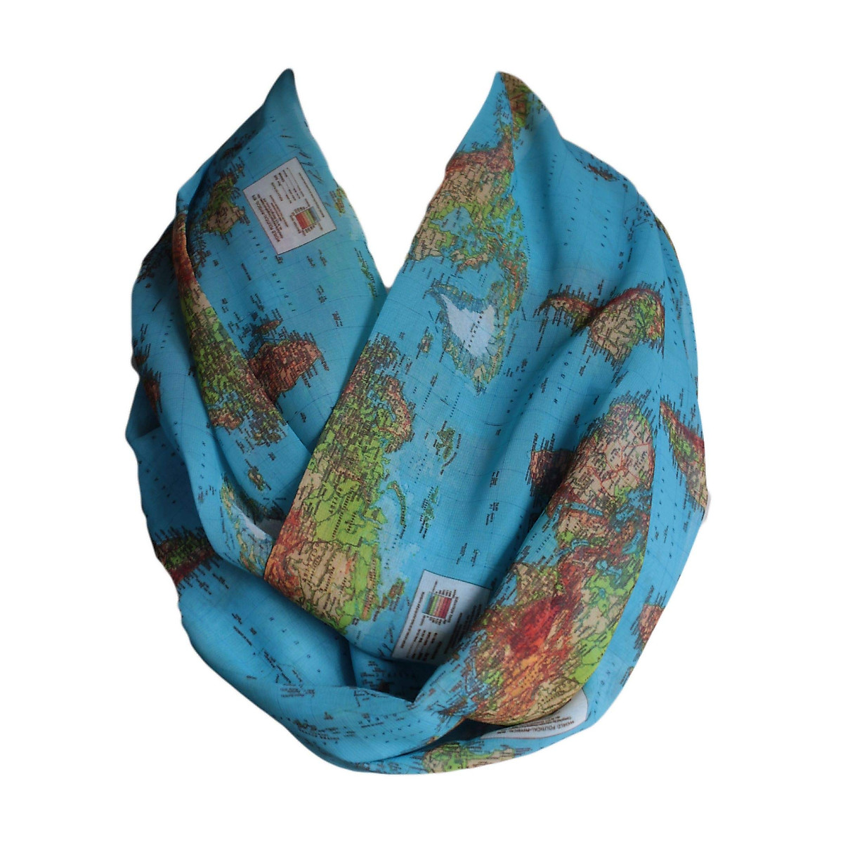 Etwoa World Map Infinity Scarf Circle Scarf Loop Scarf