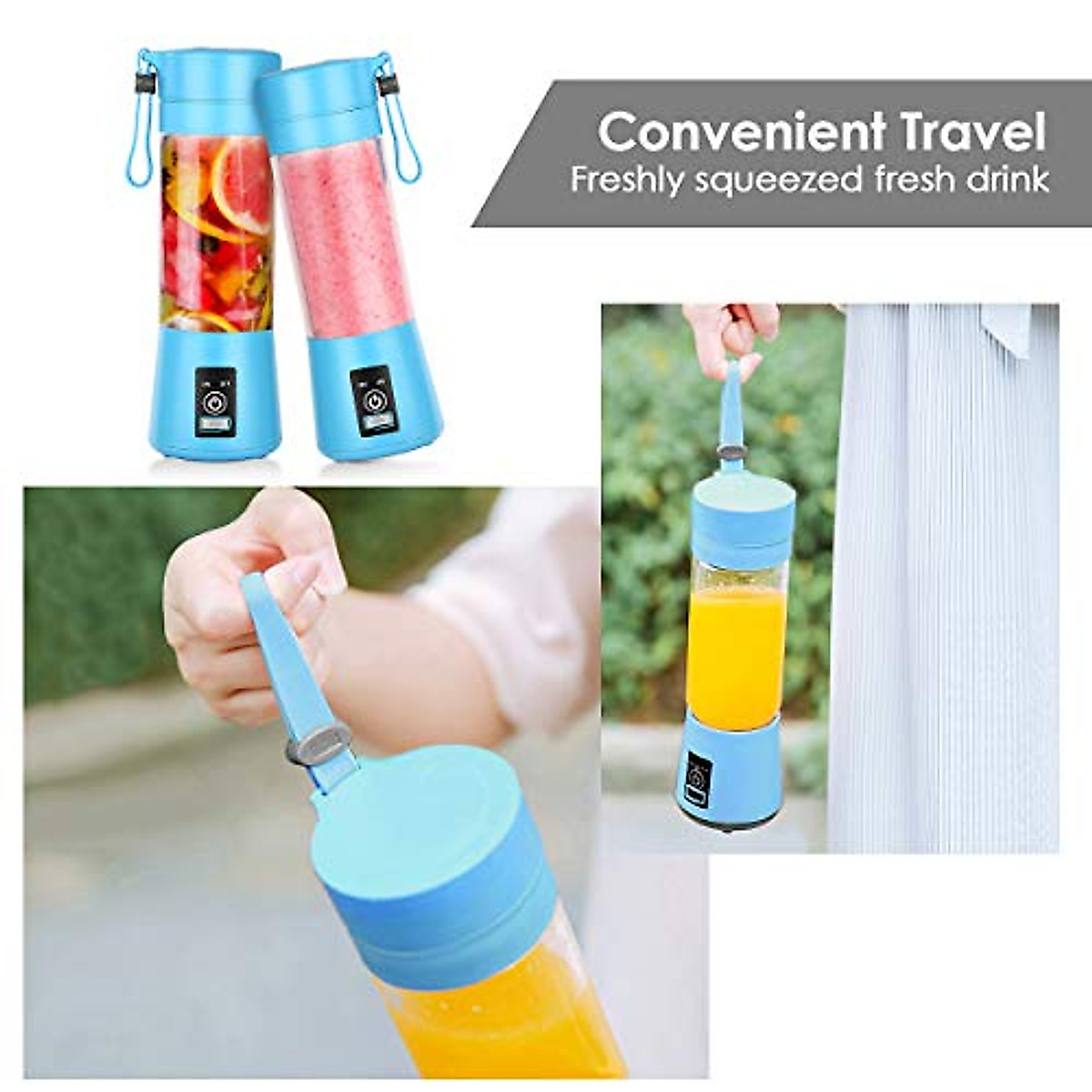 Portable Blender,Personal Blender with USB Rechargeable Mini Fruit Juice Mixer,Personal Size Blender for Smoothies and Shakes Mini Juicer Cup Travel 380ML,Fruit Juice,Milk